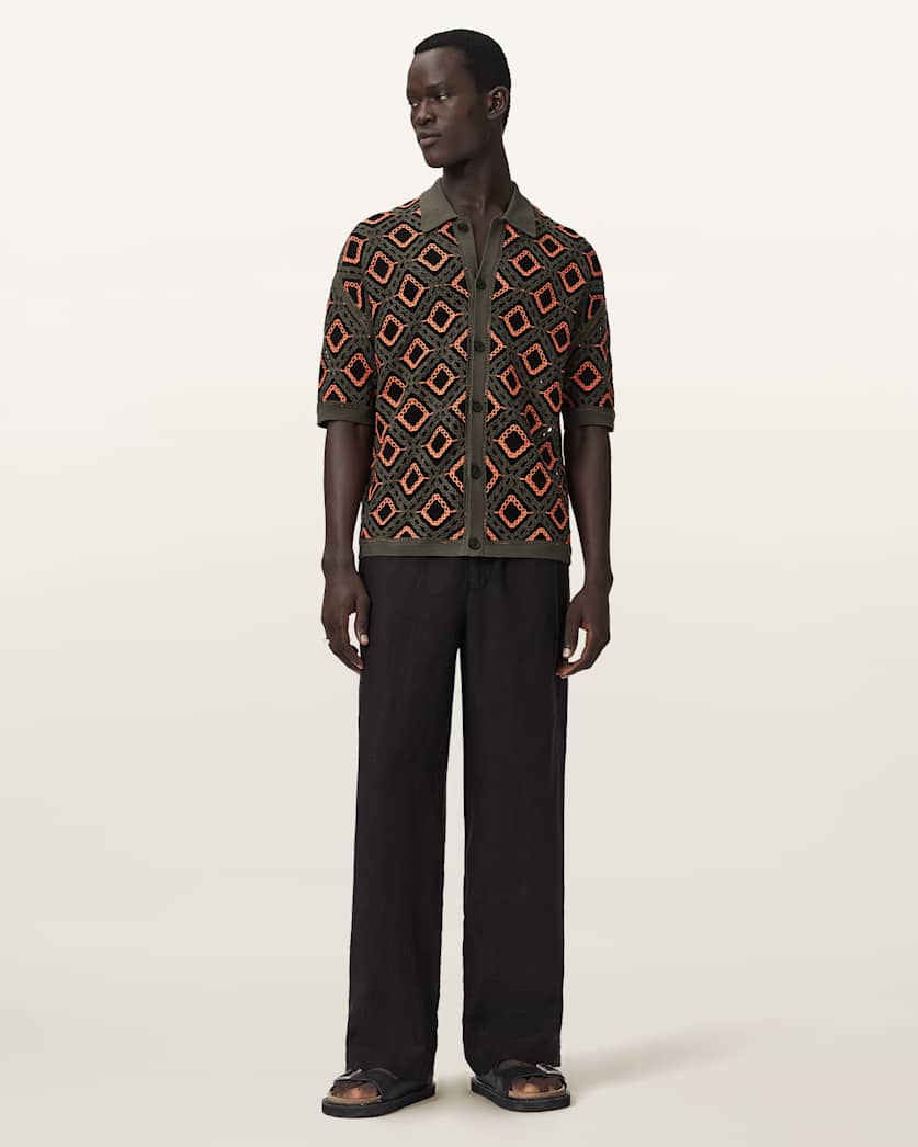 Morena Short Sleeve Collared Cardigan SALMON ORANGE | ALLSAINTS Canada
